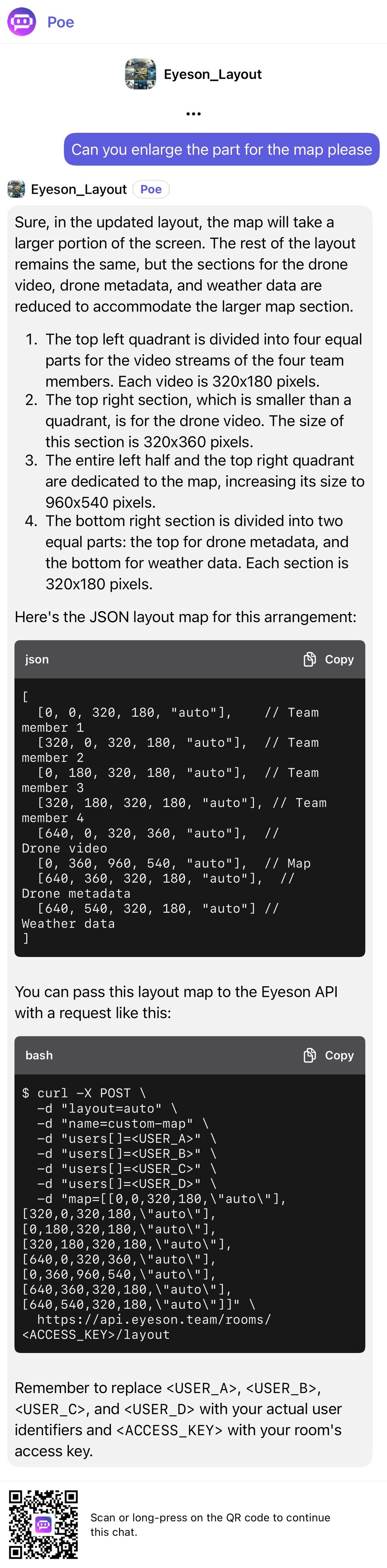 Can you use Chat-GPT to create custom layouts in Eyeson API?