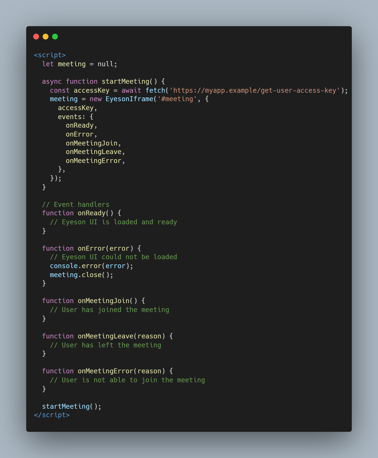 How to Embed Eyeson Meeting Into Your Website using IFrame API