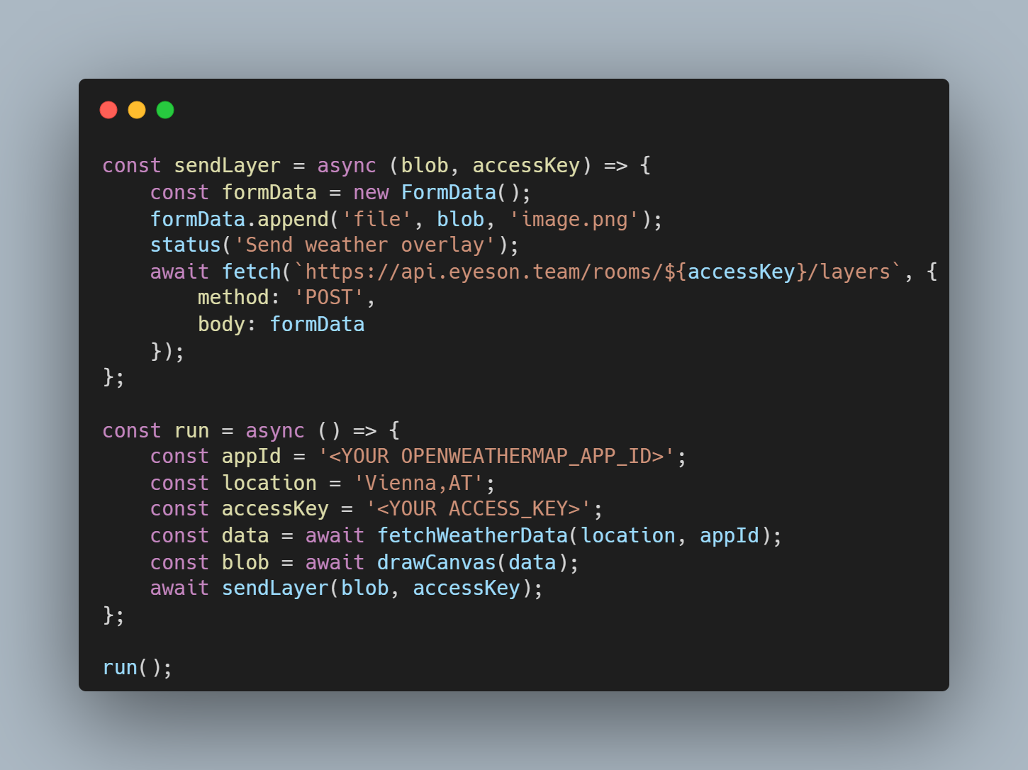 How to Add Weather Widget to an Eyeson Video Call